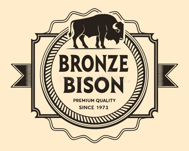Bison Design Over Beige Background Vector Illustration. Vintage Label ...