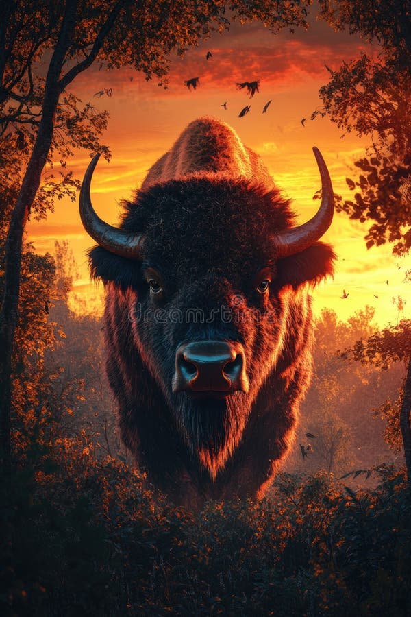 Bison in forest stock image. Image of nature, animal - 379277891