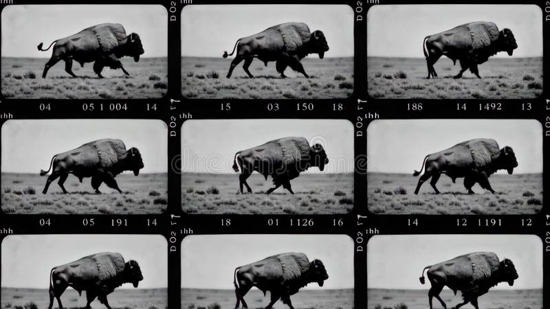 Bison Gallop an Engaging Black and White Animation Sequence Featuring ...