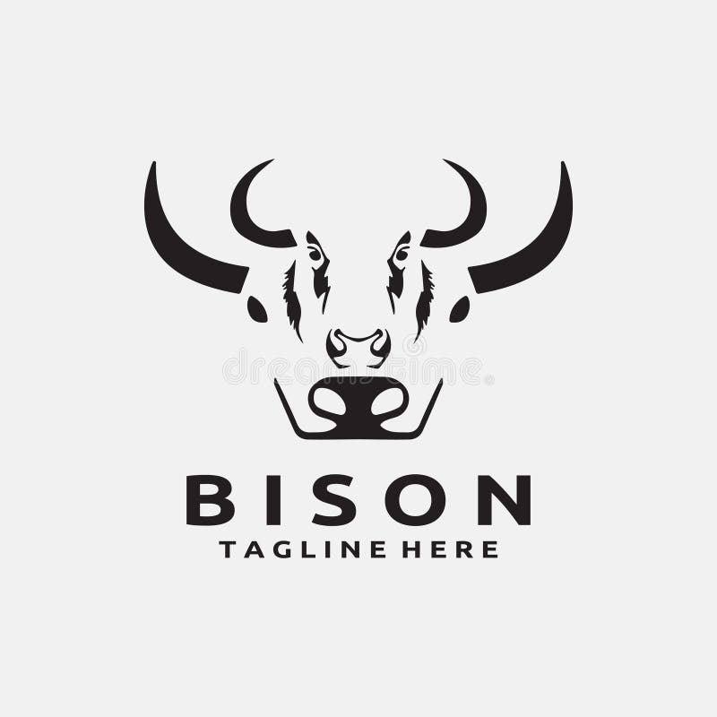 Bison Head Logo Design Vector Template. Stock Vector - Illustration of ...