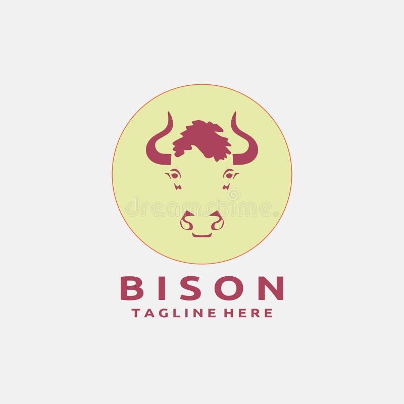 Bison Head Logo Design Vector Template. Stock Vector - Illustration of ...