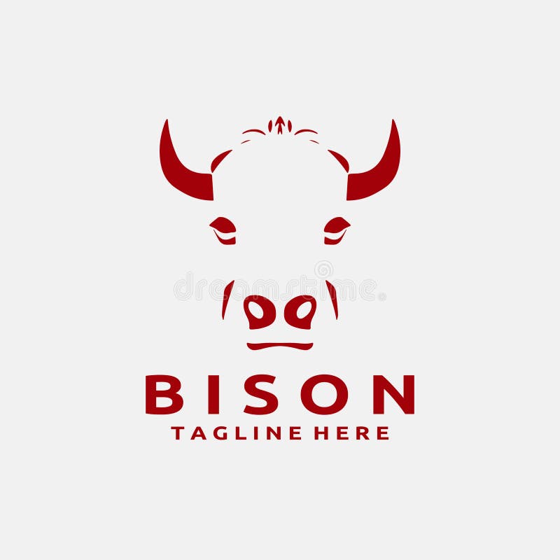 Bison Head Logo Design Vector Template. Stock Vector - Illustration of ...