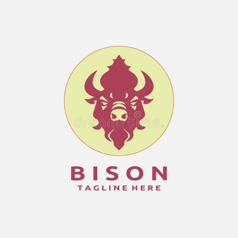 Bison Head Logo Design Vector Template. Stock Vector - Illustration of ...