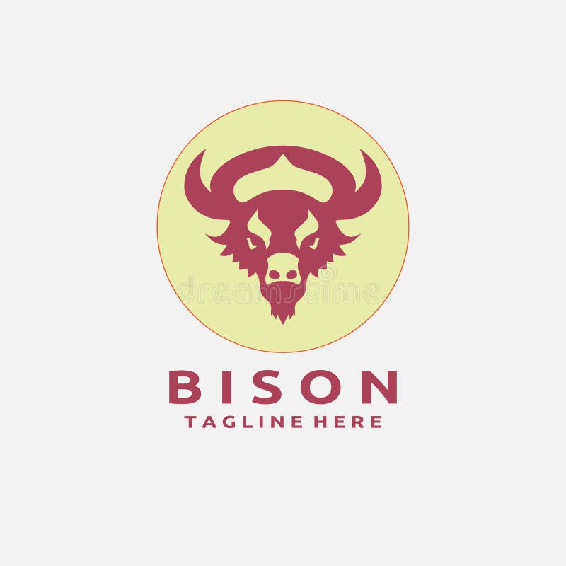 Bison Head Logo Design Vector Template. Stock Vector - Illustration of ...