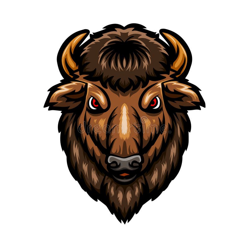 Bison Head Logo Mascot Design Stock Vector - Illustration of high ...