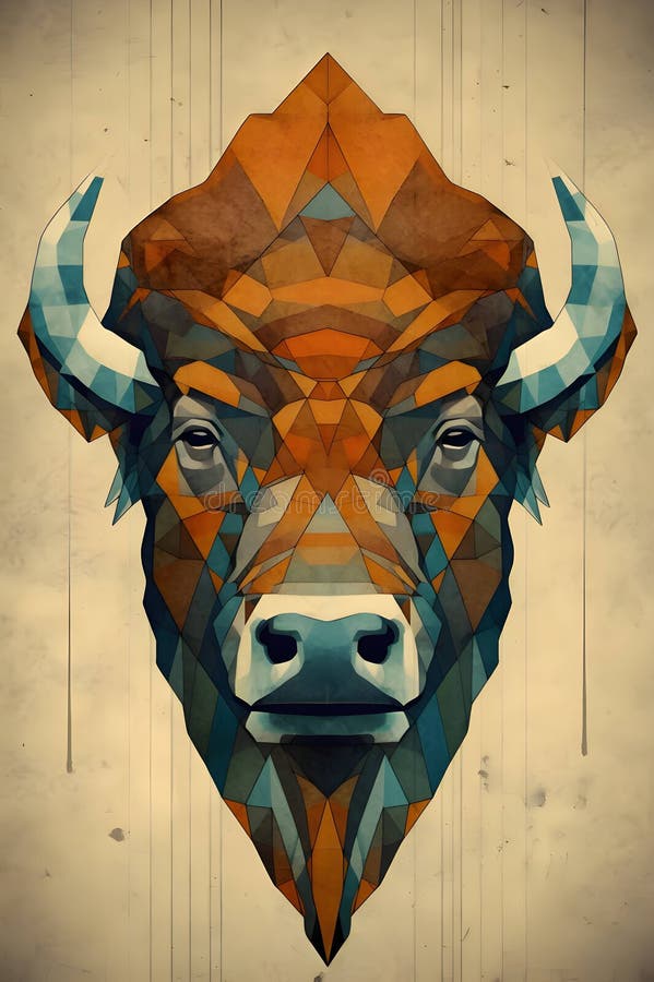 Geometric Bison Head Stock Illustrations – 355 Geometric Bison Head ...