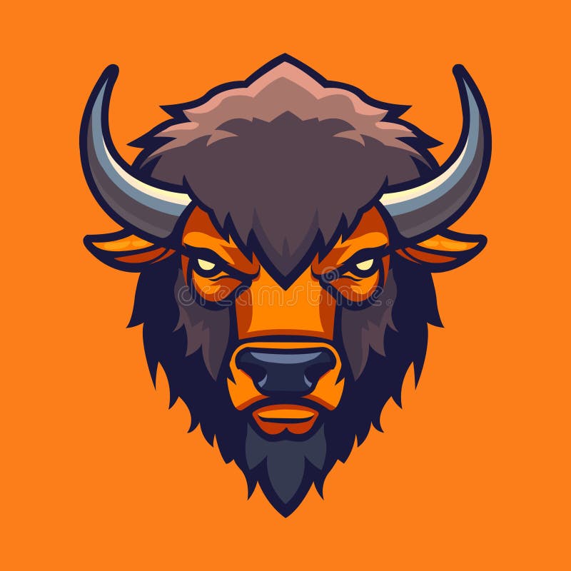 Bison Head Sports Mascot Logo Vector Illustration with Isolated ...