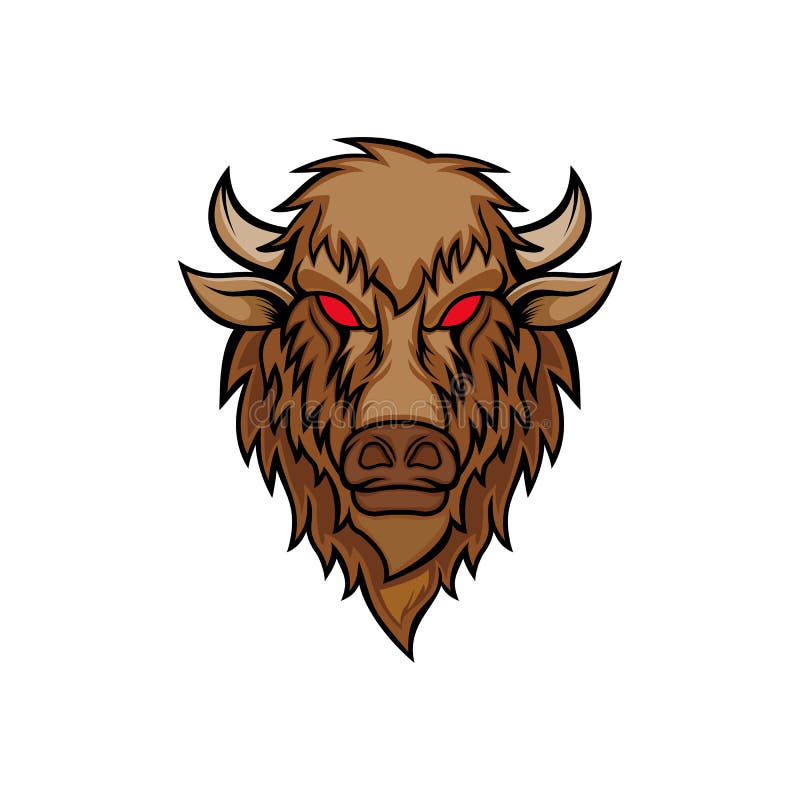 Bison Head Vector Illustration Stock Vector - Illustration of head ...