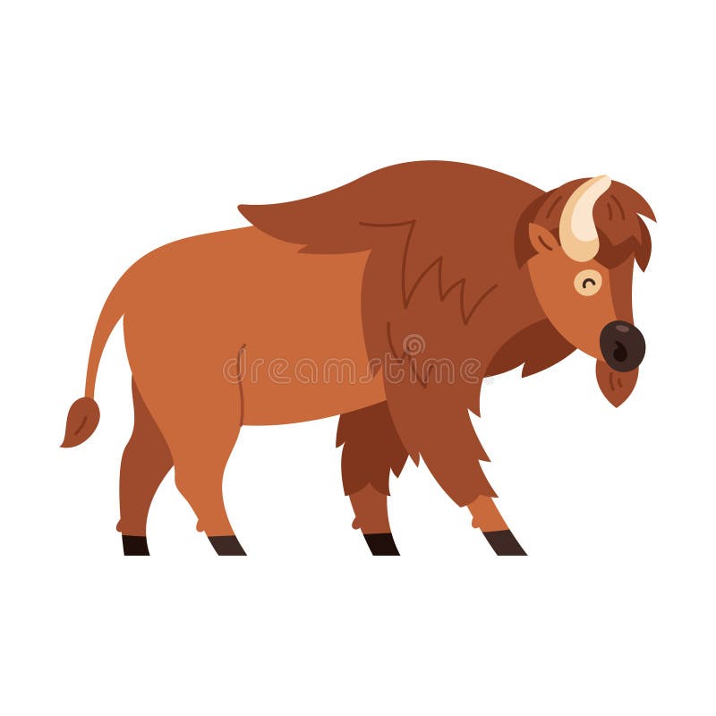 Bison Icon. Vector Illustration of American Bison, Standing in Profile ...