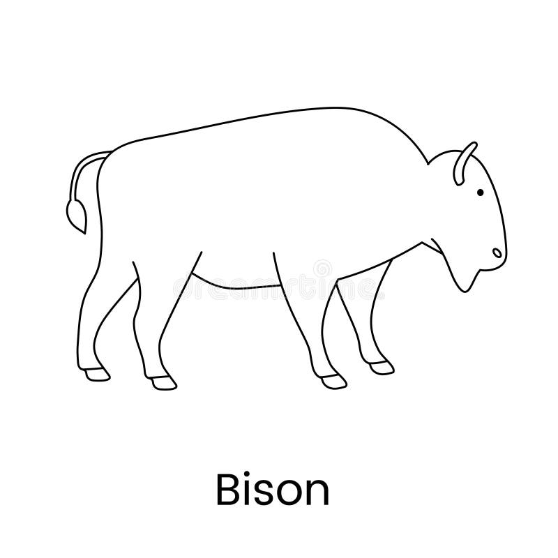 Bison Icon in Vector, Linear Illustration of an Animal. Stock Vector ...