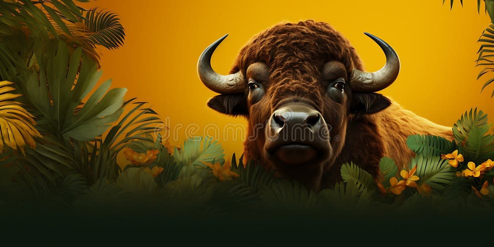 Bison in the Jungle - 3D Render. this is a 3d Render Illustration Stock ...