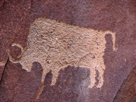 Bison petroglyph stock image. Image of reddish, buffalo - 2233593