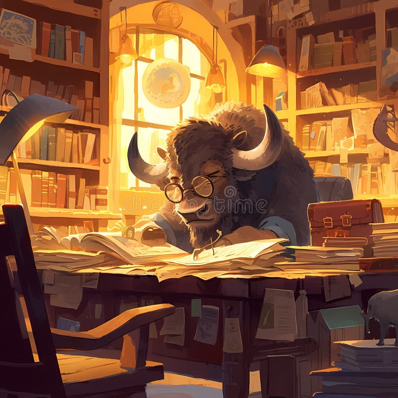 Bison Reading Library - a Quirky and Unique Scene for Your Creative ...