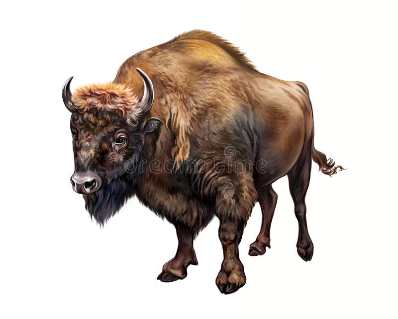 Bison, realistic drawing stock illustration. Illustration of american ...
