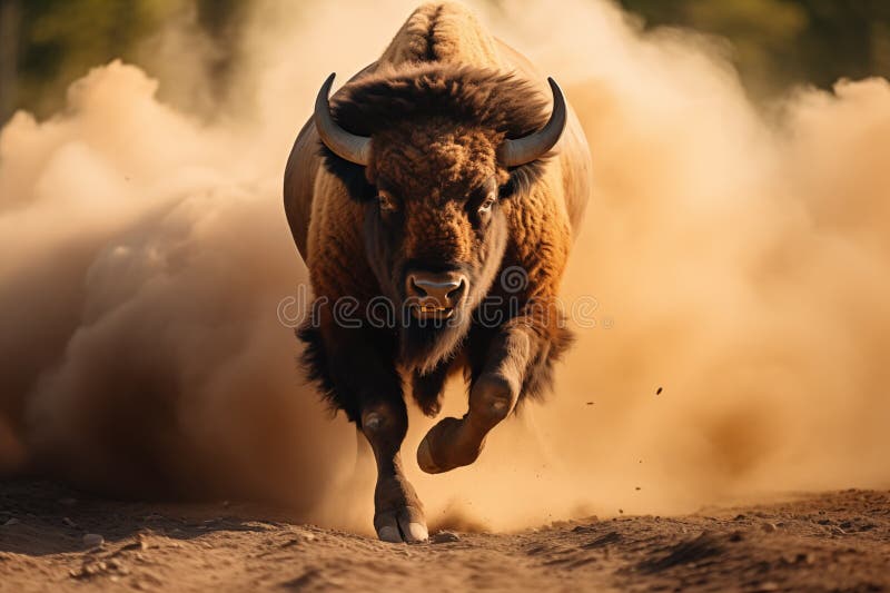 A Bison is Running by Generative AI Stock Illustration - Illustration ...