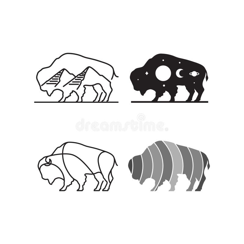 Bison Set Collection Logo Design Vector Stock Vector - Illustration of ...