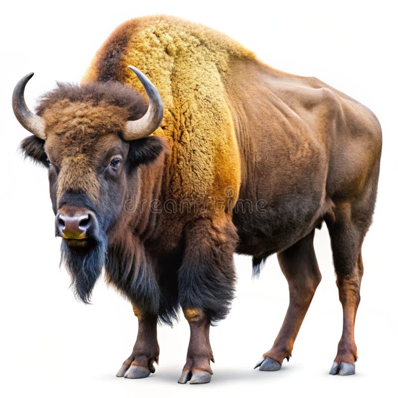 Bison Side View Isolated on White Background Stock Photo - Image of ...