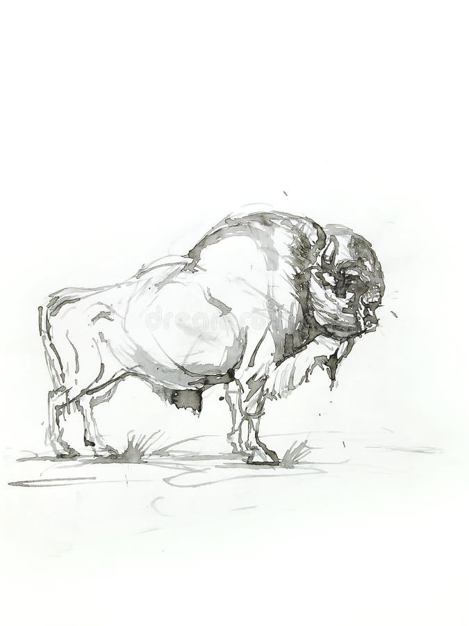 Bison sketch stock illustration. Illustration of muscular - 41817830