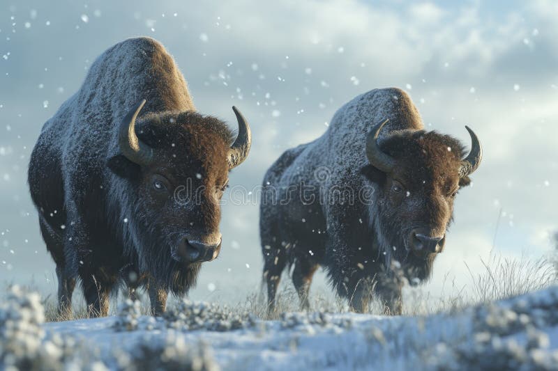 Bison in Snow stock photo. Image of wildlife, nature - 378732524