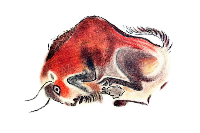 Bisonte En Estilo Prehistórico Imagen de archivo - Ilustración de cueva ...