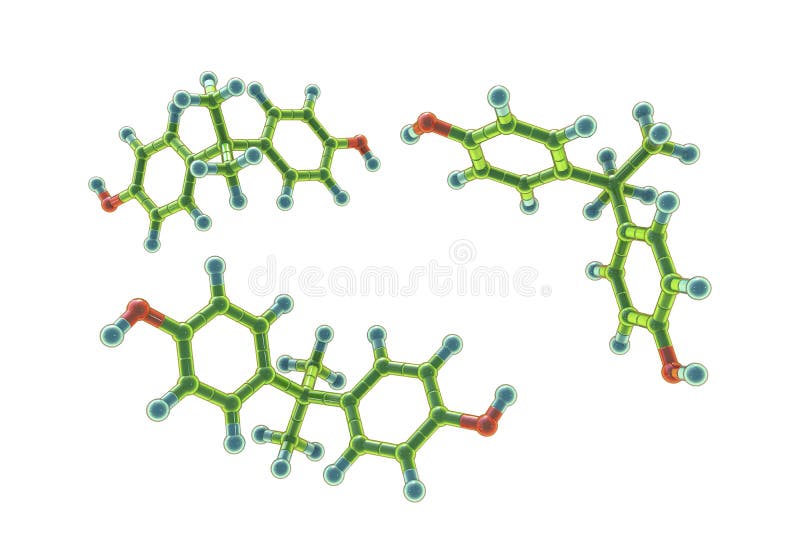 Bisphenol a Molecule, 3D Illustration. Organic Compound Used in ...