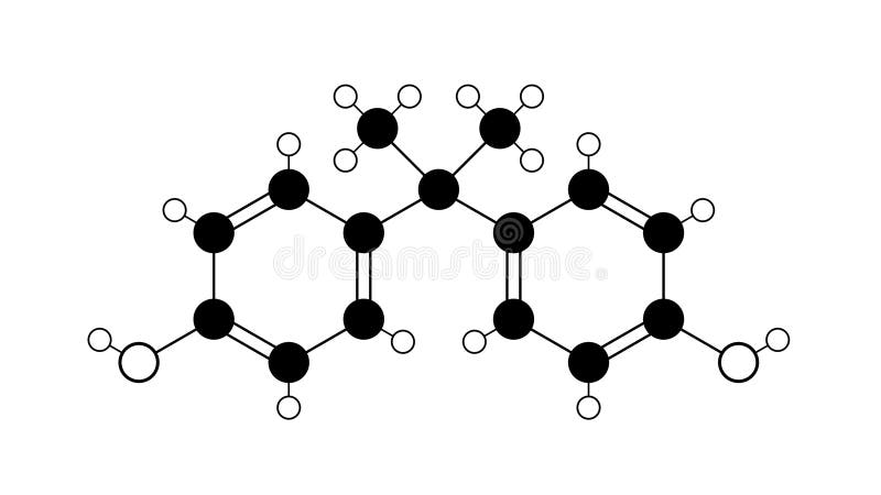 Bisphenol a Molecule, Structural Chemical Formula, Ball-and-stick Model ...
