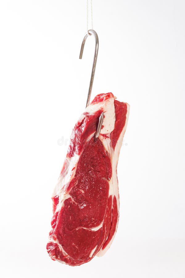 A peace of meat hanging stock image. Image of fruit - 131070433