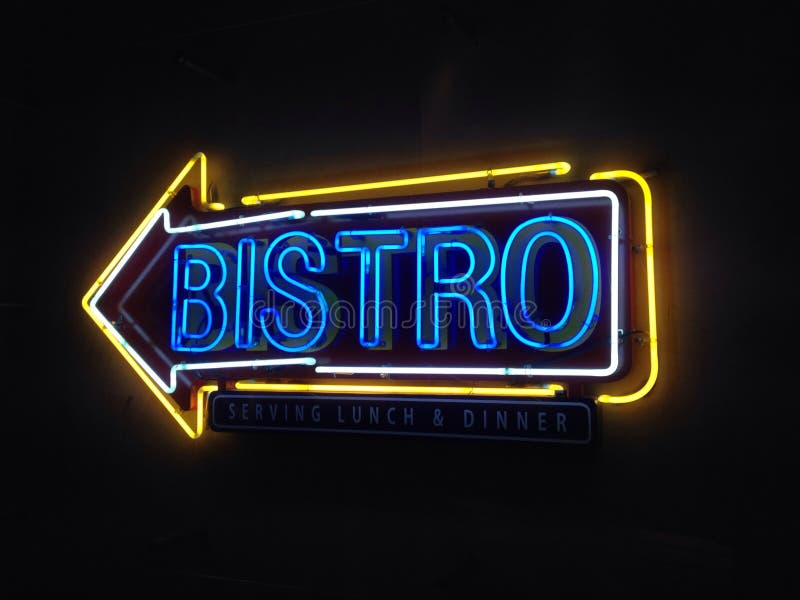 Bistro neon editorial stock photo. Image of dinner, sign - 44984873