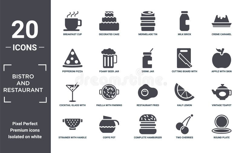 Bistro.and.restaurant Icon Set Stock Vector - Illustration of lemon ...