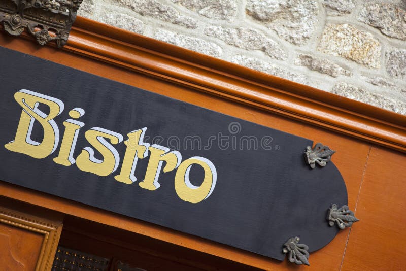 Bistro stock photo. Image of sign, facade, painted, wooden - 49632522