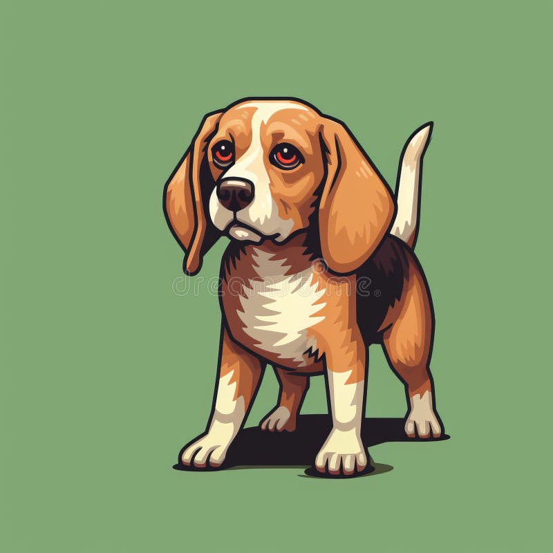 8bit Beagle Illustration in Vector Format - Dark Orange and Light Green ...