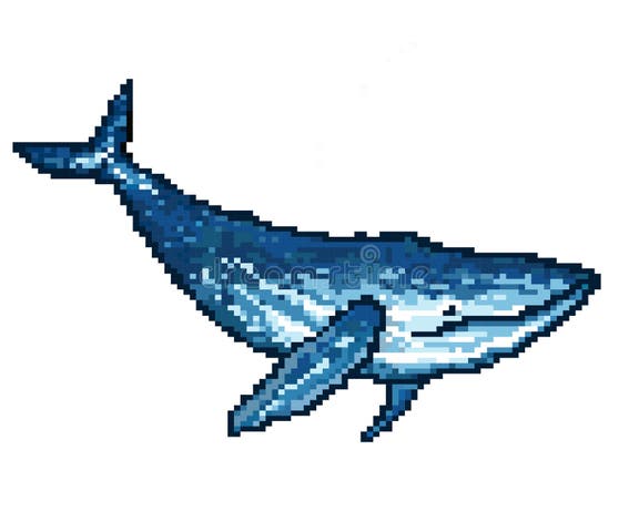 8-bit Blue Whale in Pixel Art. Vector Illustration Stock Vector ...