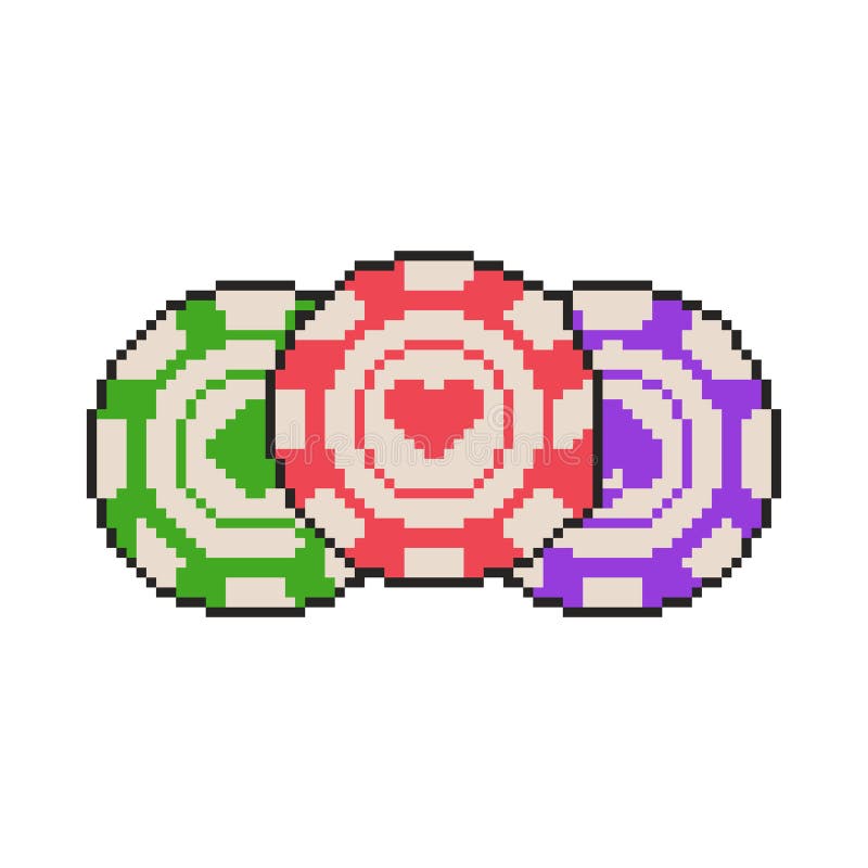 8 Bit Casino Chips Icon. Pixel Art Object. Retro 80s,90s Video Game ...