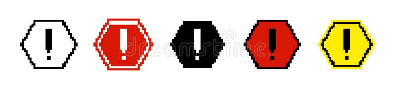 8 Bit Caution Hexagon Road Sign Icon. Stock Vector - Illustration of ...