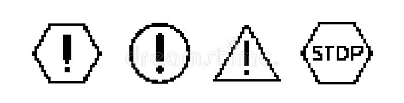 8 Bit Caution Road Sign Icon. Pixel Error Retro Banner Stock Vector ...