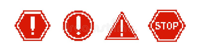 8 Bit Caution Road Sign Icon. Pixel Error Retro Banner Stock Vector ...