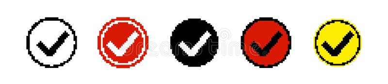 8 Bit Check Mark in Circle Icon Stock Vector - Illustration of traffic ...