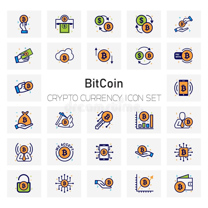 Bit Coin Crypto Currency Icons Set Stock Vector - Illustration of ...