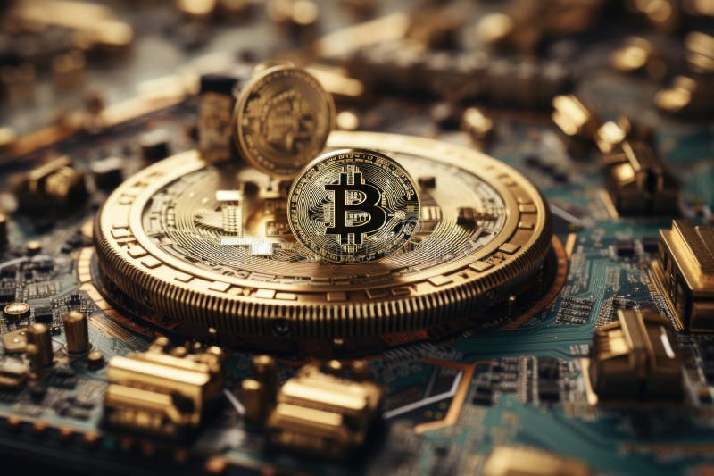 A Bit Coin Sitting on Top of a Computer Motherboard. Generative AI ...