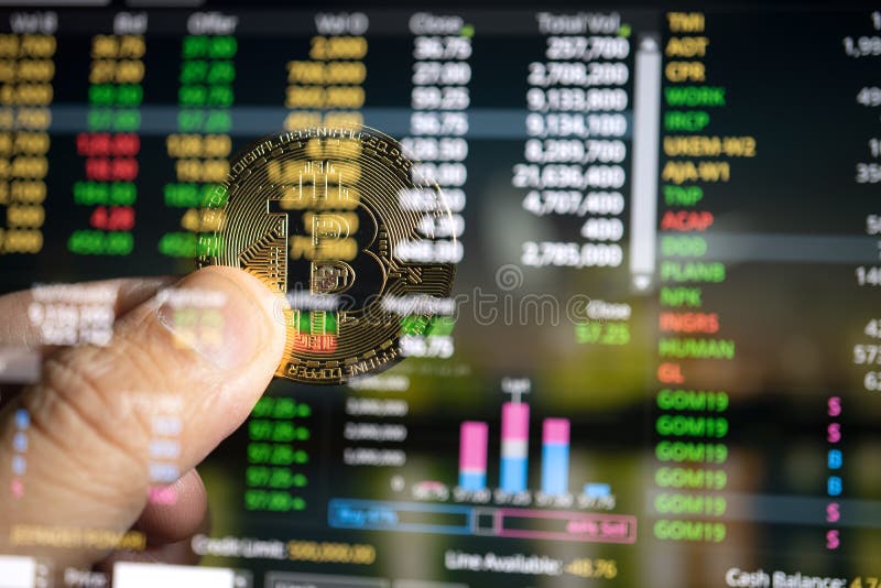 Bit Coin with Stock Price Chart Double Exposure Editorial Stock Photo ...