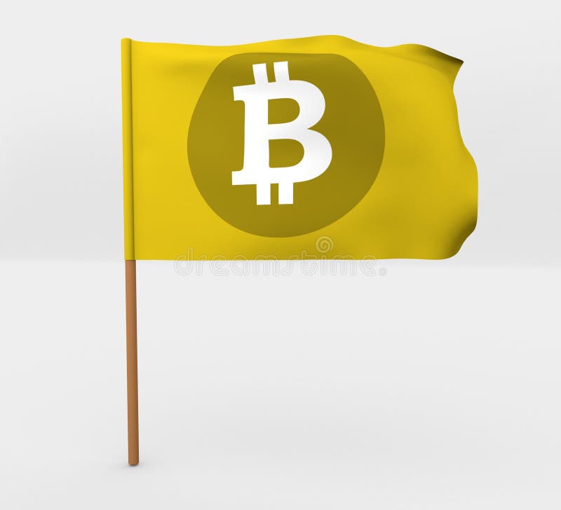 Bit Coin Symbol Flag on Mast 3D Illustration Stock Illustration ...