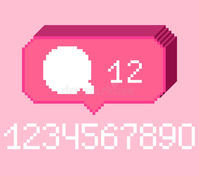 8 Bit Comment Bubble with Digits Stock Vector - Illustration of pink ...