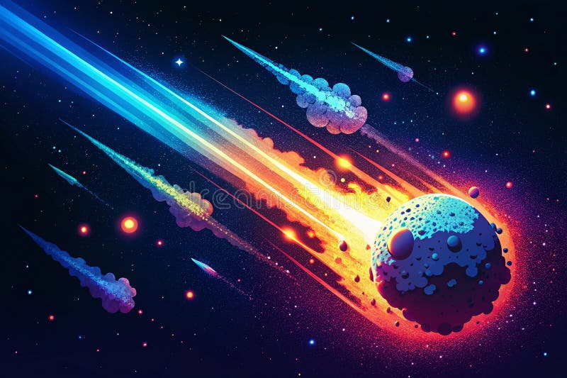 8Bit Cosmic Comet Sprite Set a HighQuality Pixel Art Silhouette ...