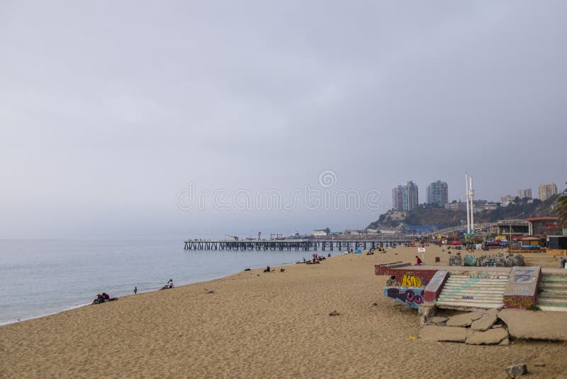 Public Beach in Downtown Valparaiso Editorial Photo - Image of sand ...