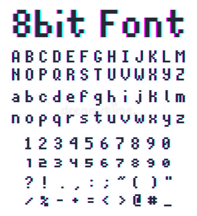 Pixel Retro Font, 8-bit Alphabet Stock Vector - Illustration of ... Pixel Retro Font, 8-bit Alphabet Stock Vector - Illustration of ...