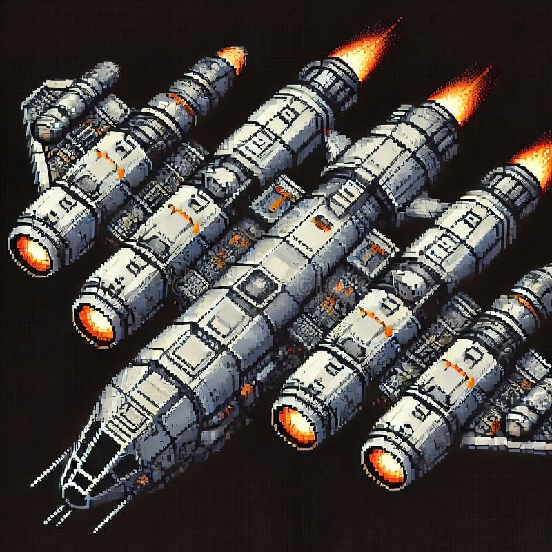 8-bit Galactic Cruiser stock illustration. Illustration of fleet ...