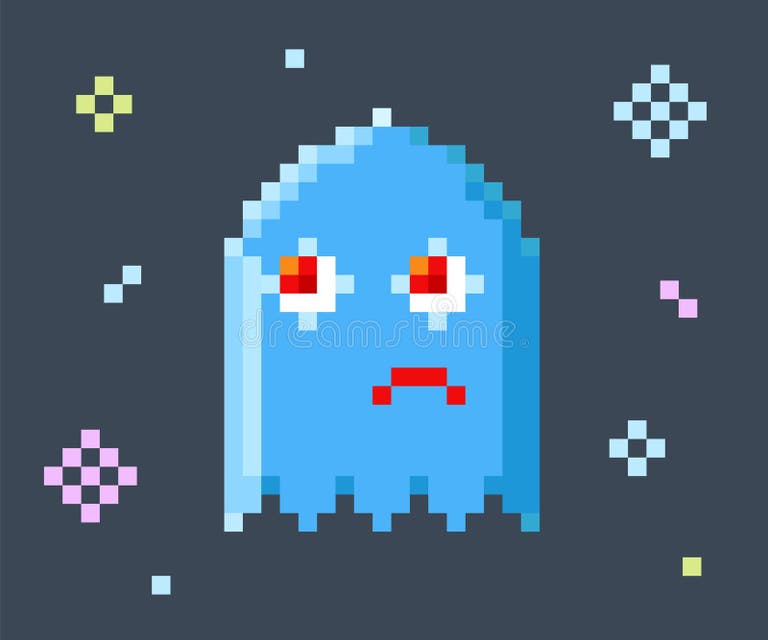 8 Bit Ghost. Monster in Old Game Stock Vector - Illustration of ...