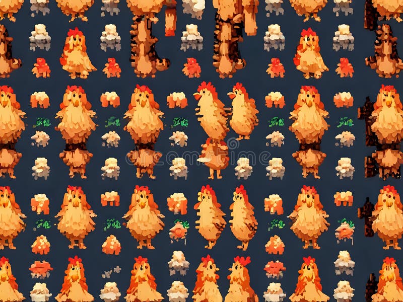 8-bit Graphics Pixels Scene with Chicken - Generated by Ai Stock ...