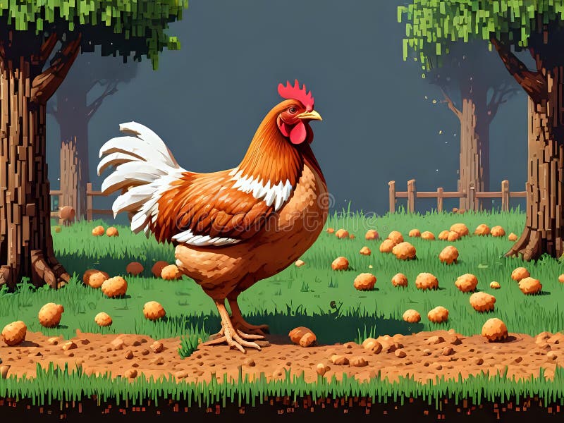 8-bit Graphics Pixels Scene with Chicken - Generated by Ai Stock ...
