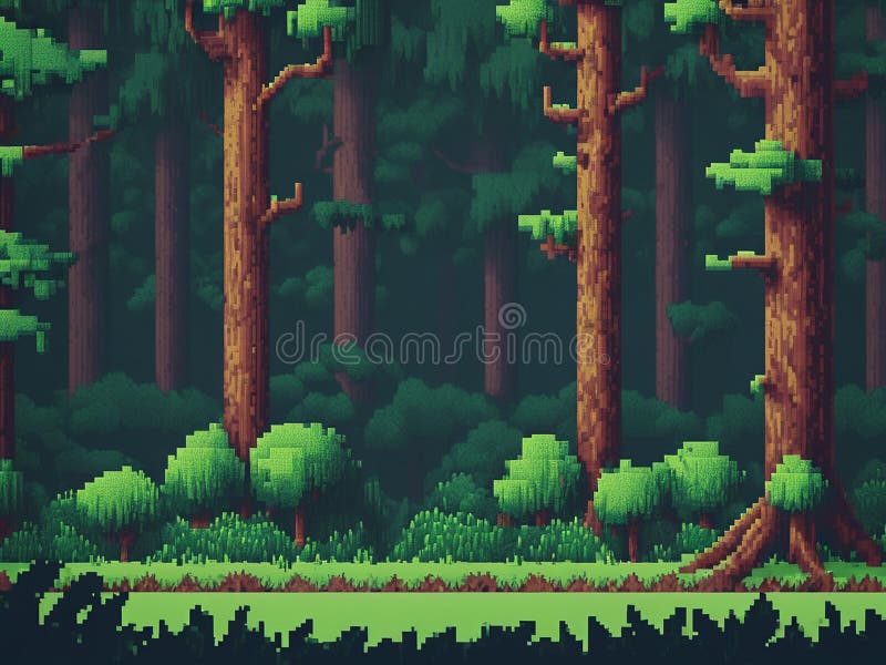 8-bit Graphics Pixels Scene with Forest - Generated by Ai Stock ...